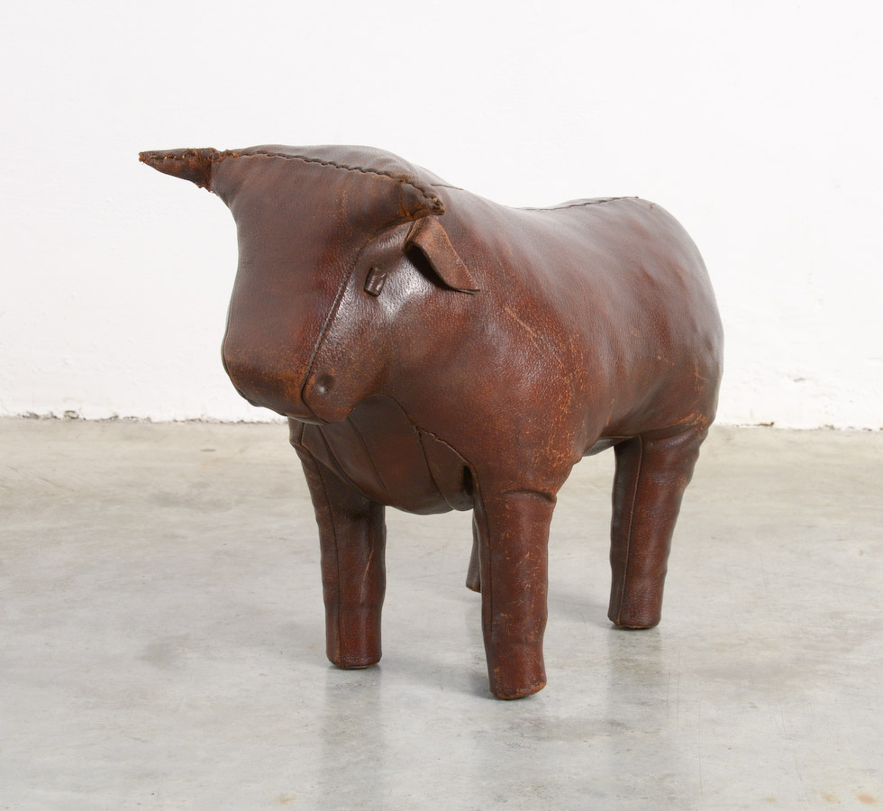 Leather Bull Footstool by Dimitri Omersa - Vintage Design Point