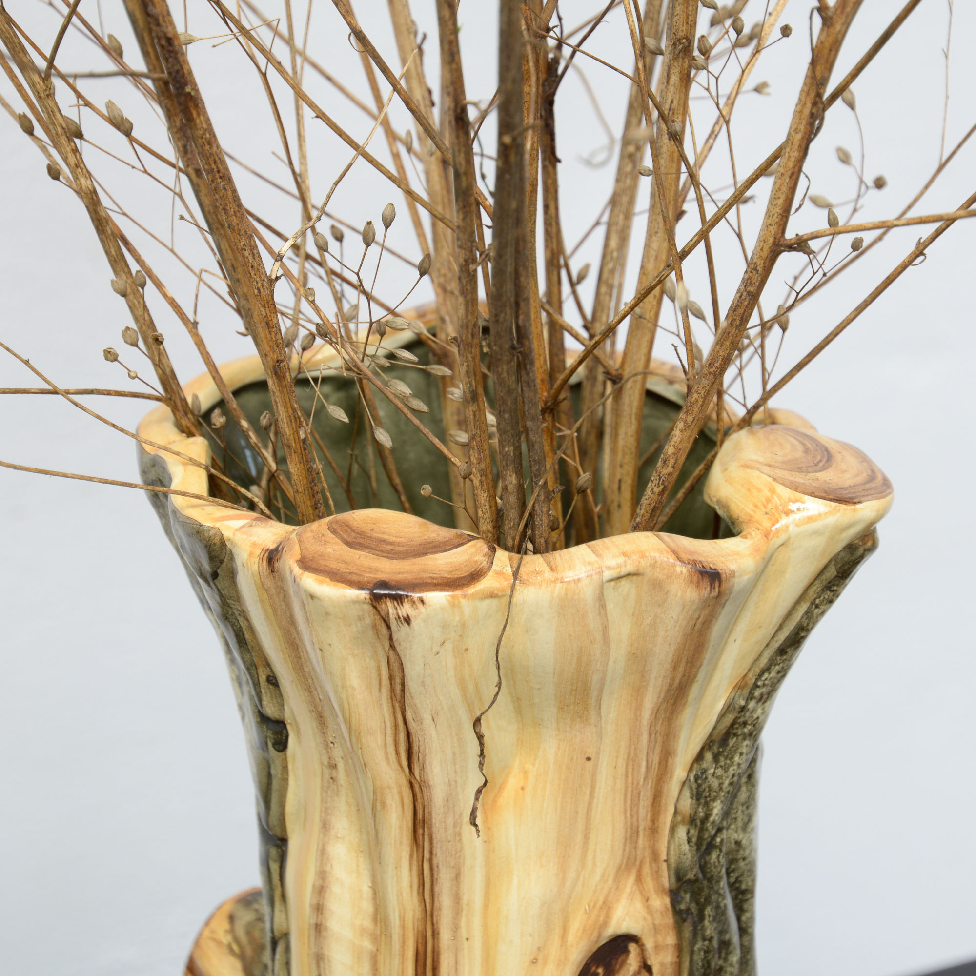 Decorative Pair of Faux Bois Vases par Cérart, 1950s - Vintage Design Point