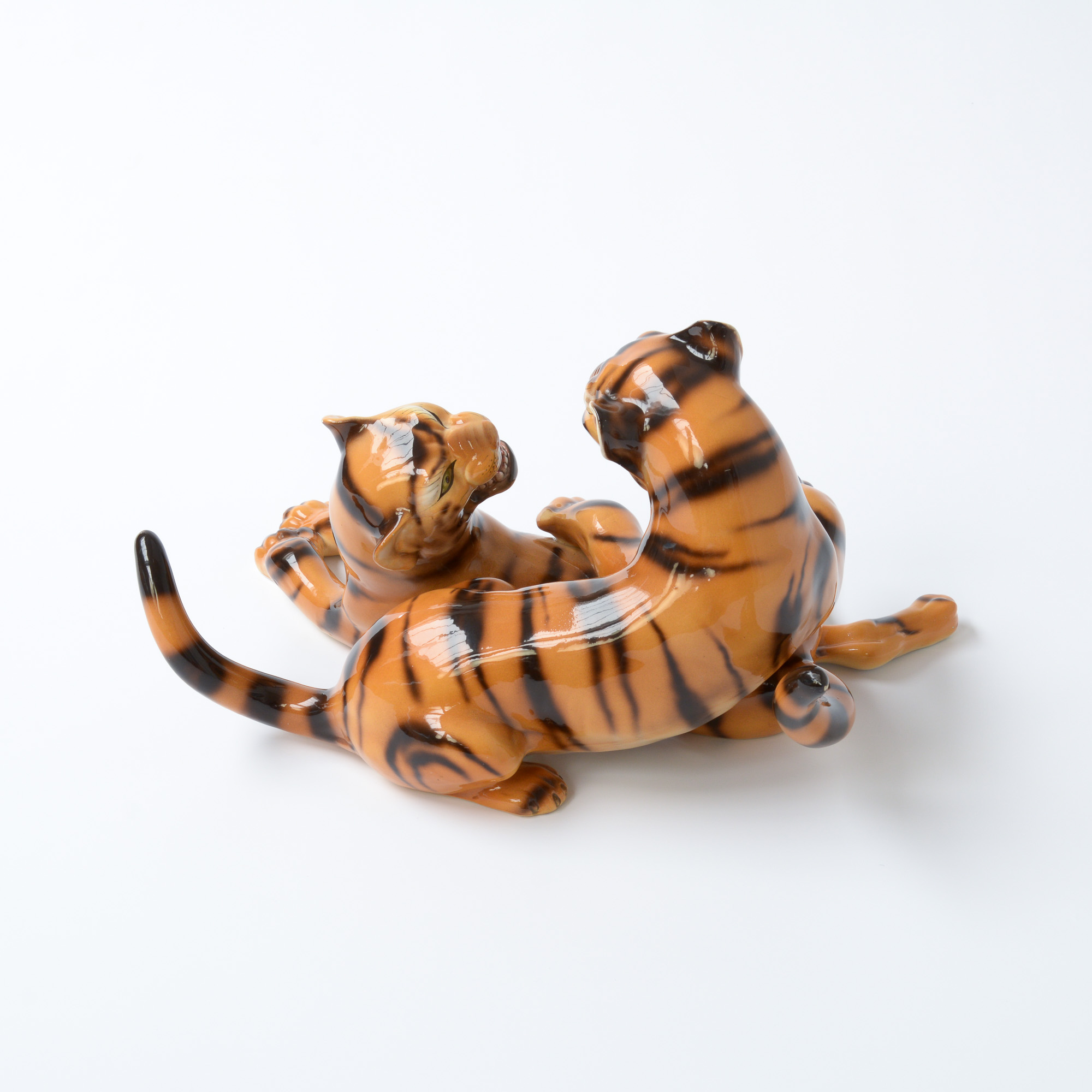 Porcelain Sculpture of Playing Tigers by Ronzan, Italy - Vintage Design ...