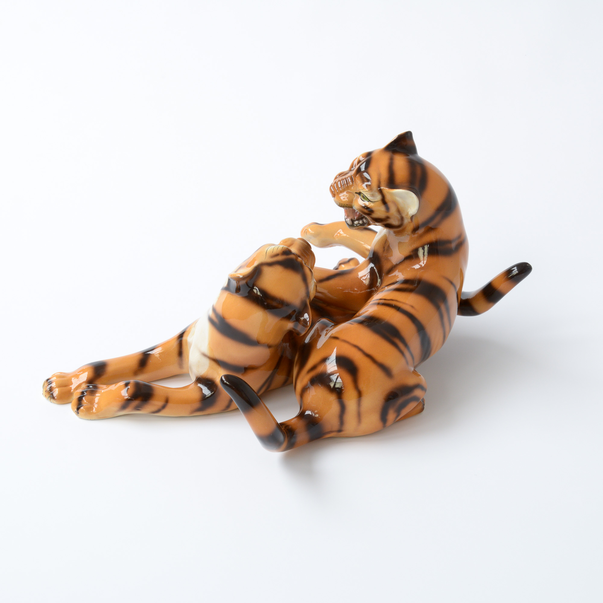 Porcelain Sculpture of Playing Tigers by Ronzan, Italy - Vintage Design ...