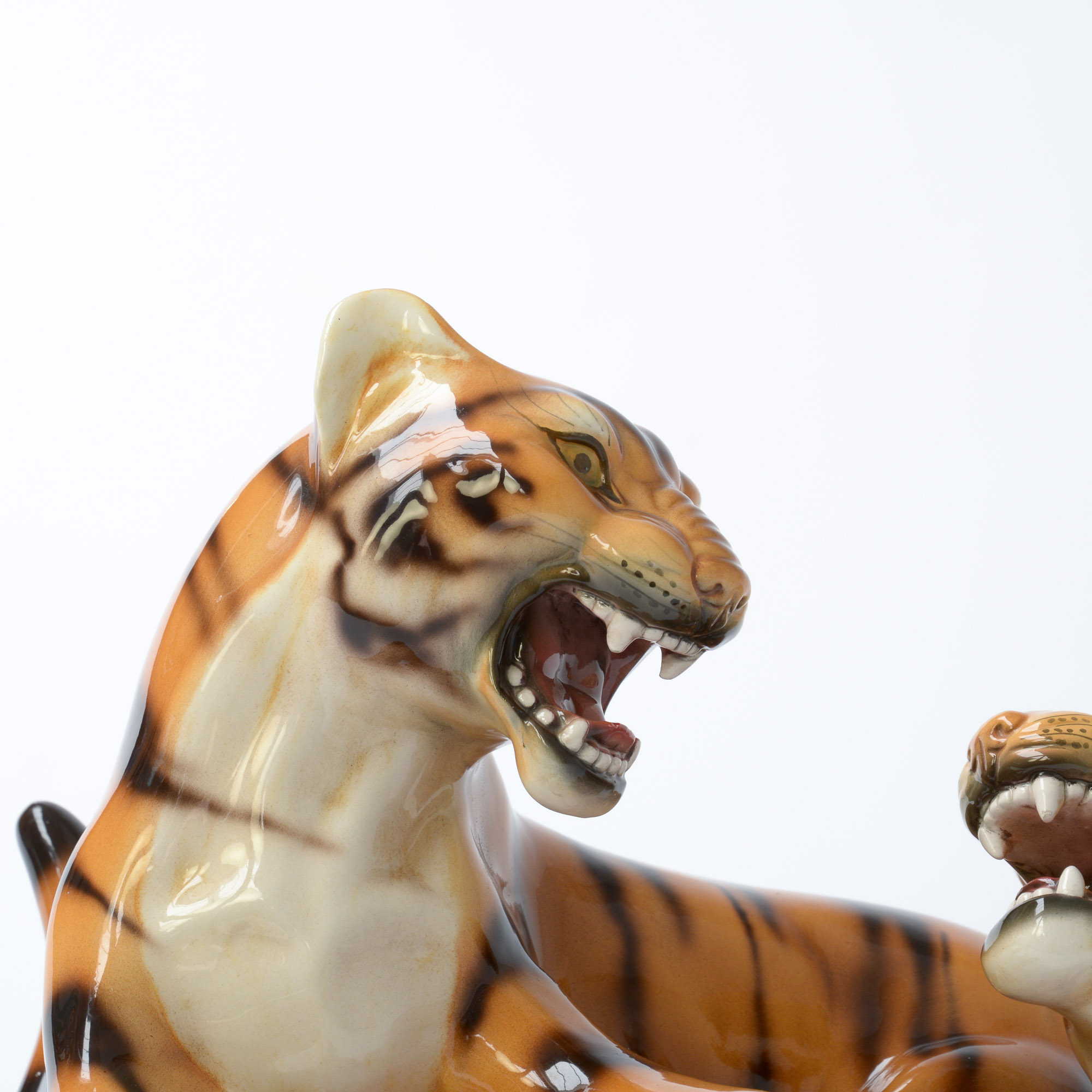 Porcelain Sculpture of Playing Tigers by Ronzan, Italy - Vintage Design ...