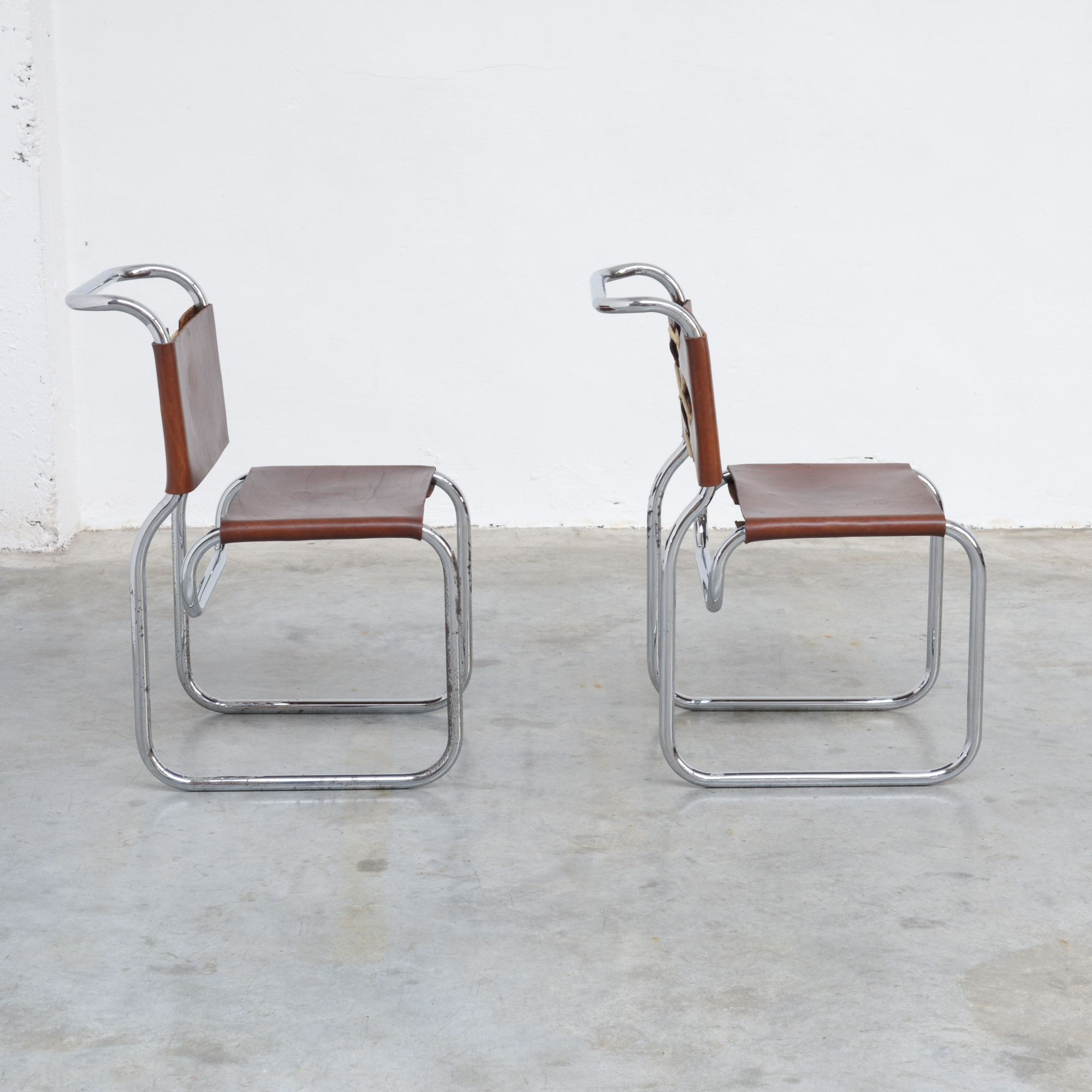 Pair of Bauhaus inspired Tubular Chairs by Nicos Zographos - Vintage ...