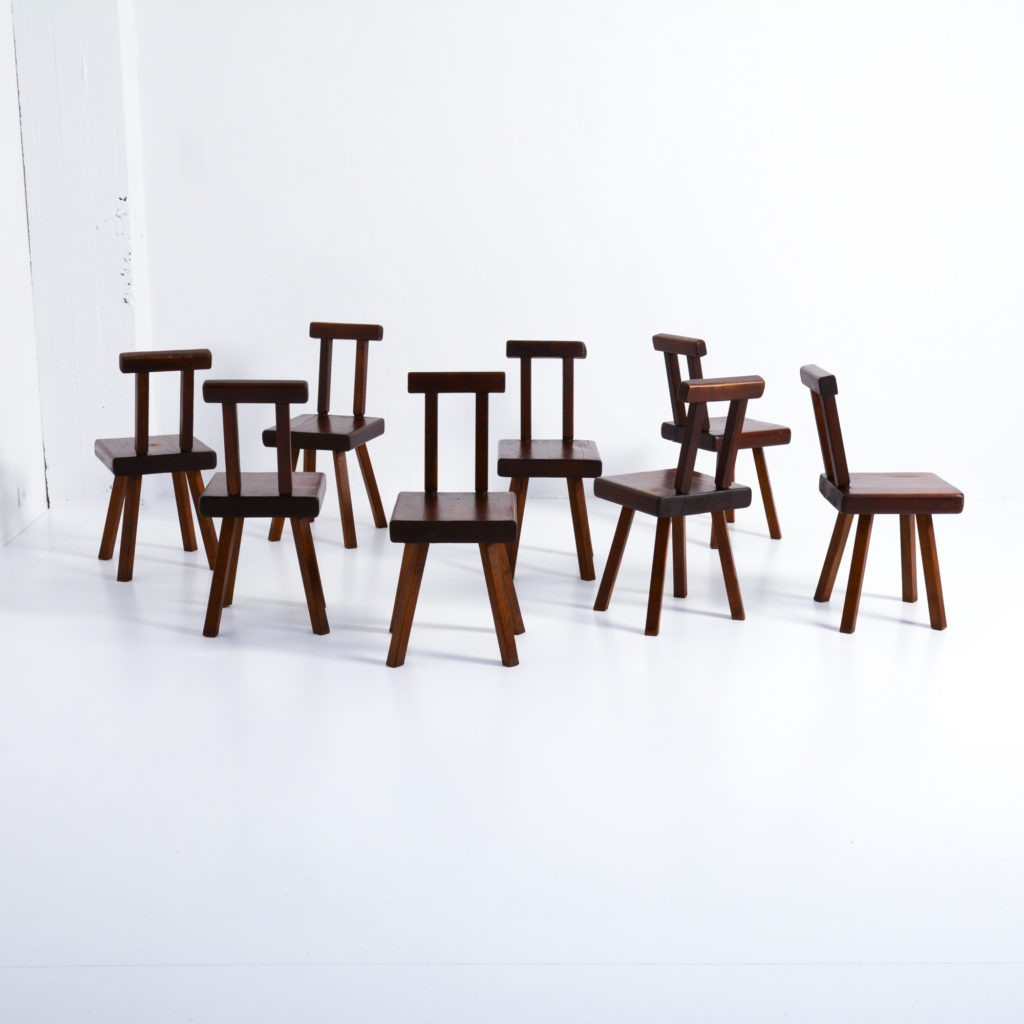 Set of 8 Brutalist Dining Chairs - Vintage Design Point