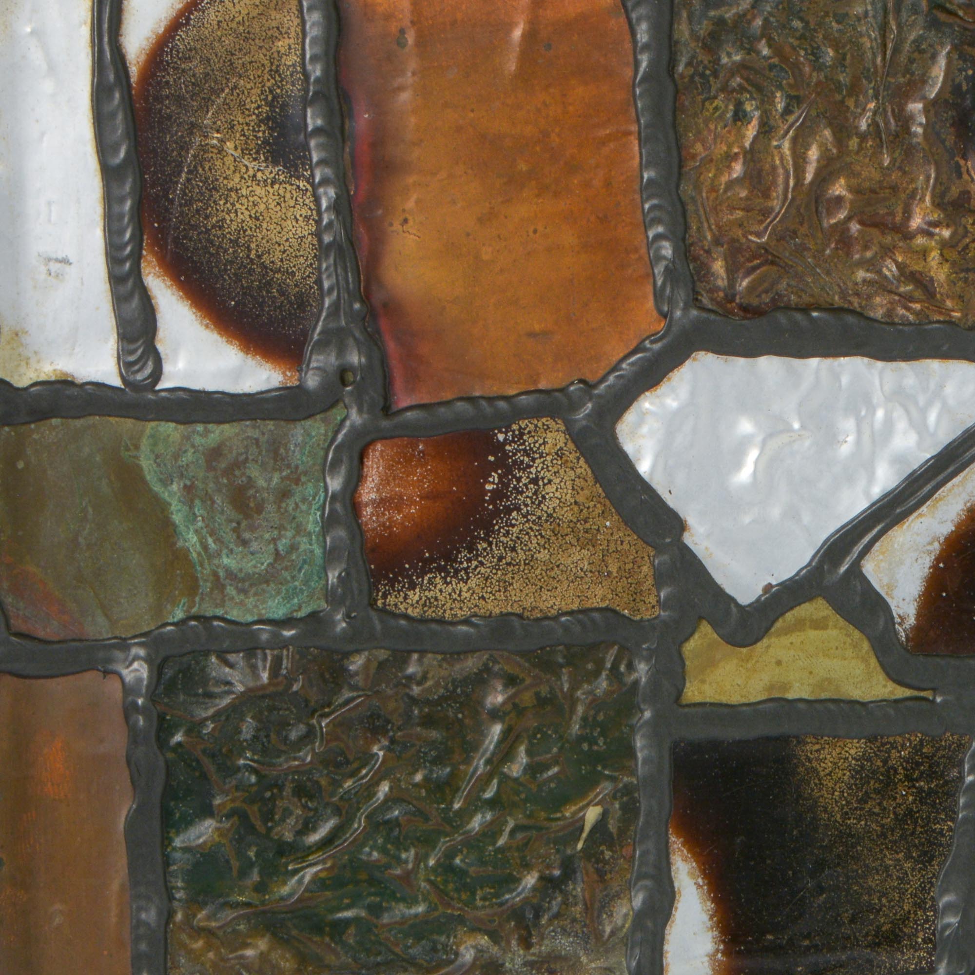 Decorative Metal Patchwork Mirror of the 1960s - Vintage Design Point