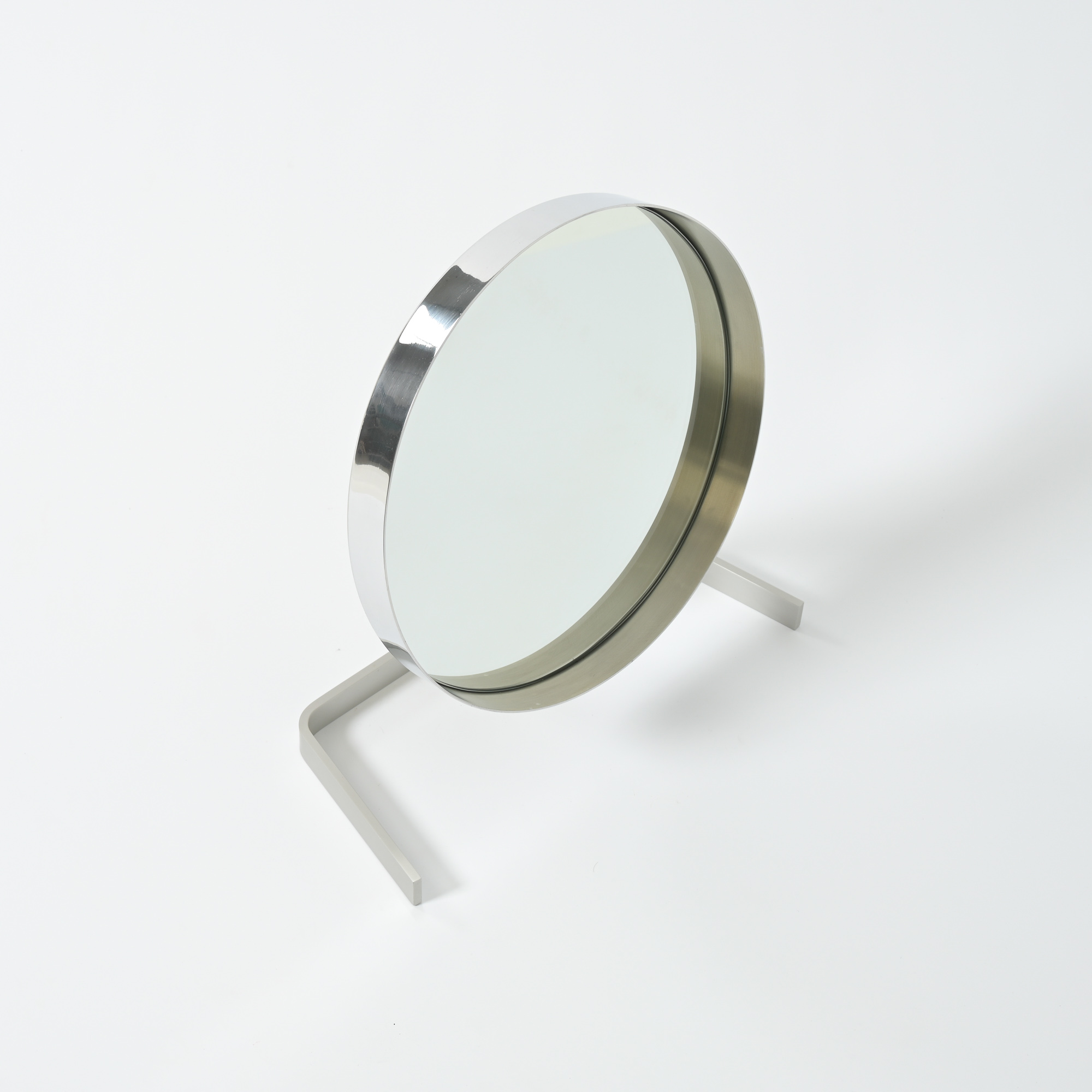 Minimalist Aluminum Table Mirror by Pierre Vandel - Vintage Design Point