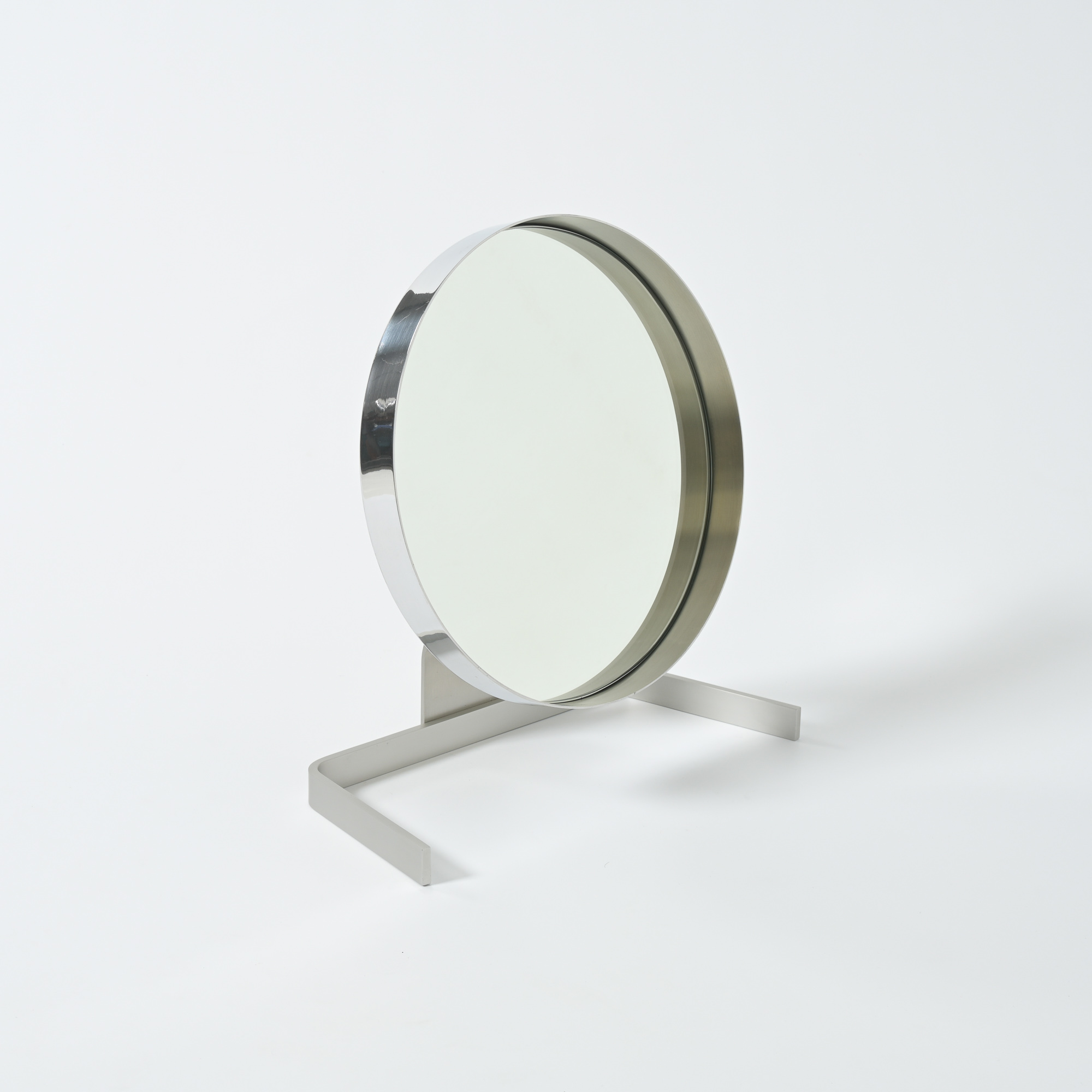 Minimalist Aluminum Table Mirror by Pierre Vandel - Vintage Design Point