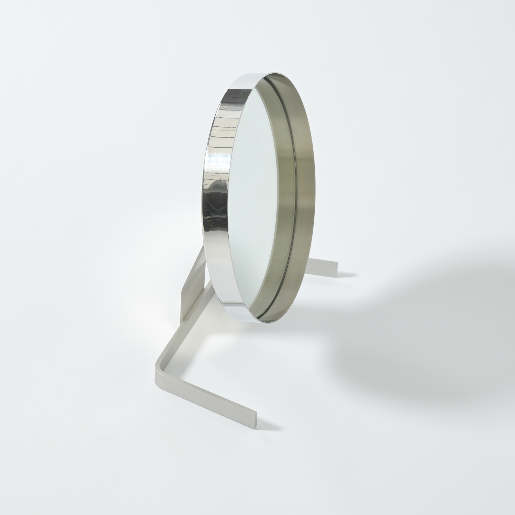 Minimalist Aluminum Table Mirror by Pierre Vandel - Vintage Design Point